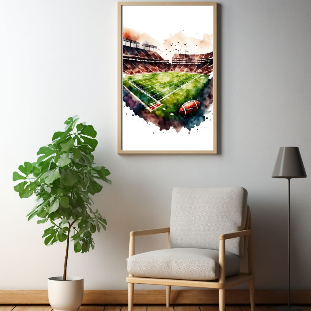 Watercolor Football Field Digital Wall Art - 18x24 Poster Size - Etsy
