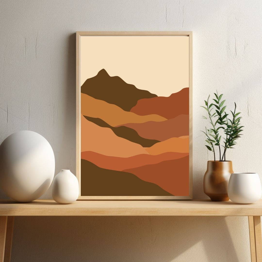 Terracotta Mountains Digital Wall Art | 18" X 24" Poster Size | Instant ...