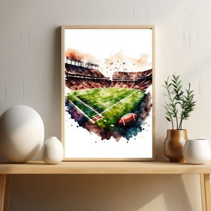 Watercolor Football Field Digital Wall Art - 18x24 Poster Size - Etsy