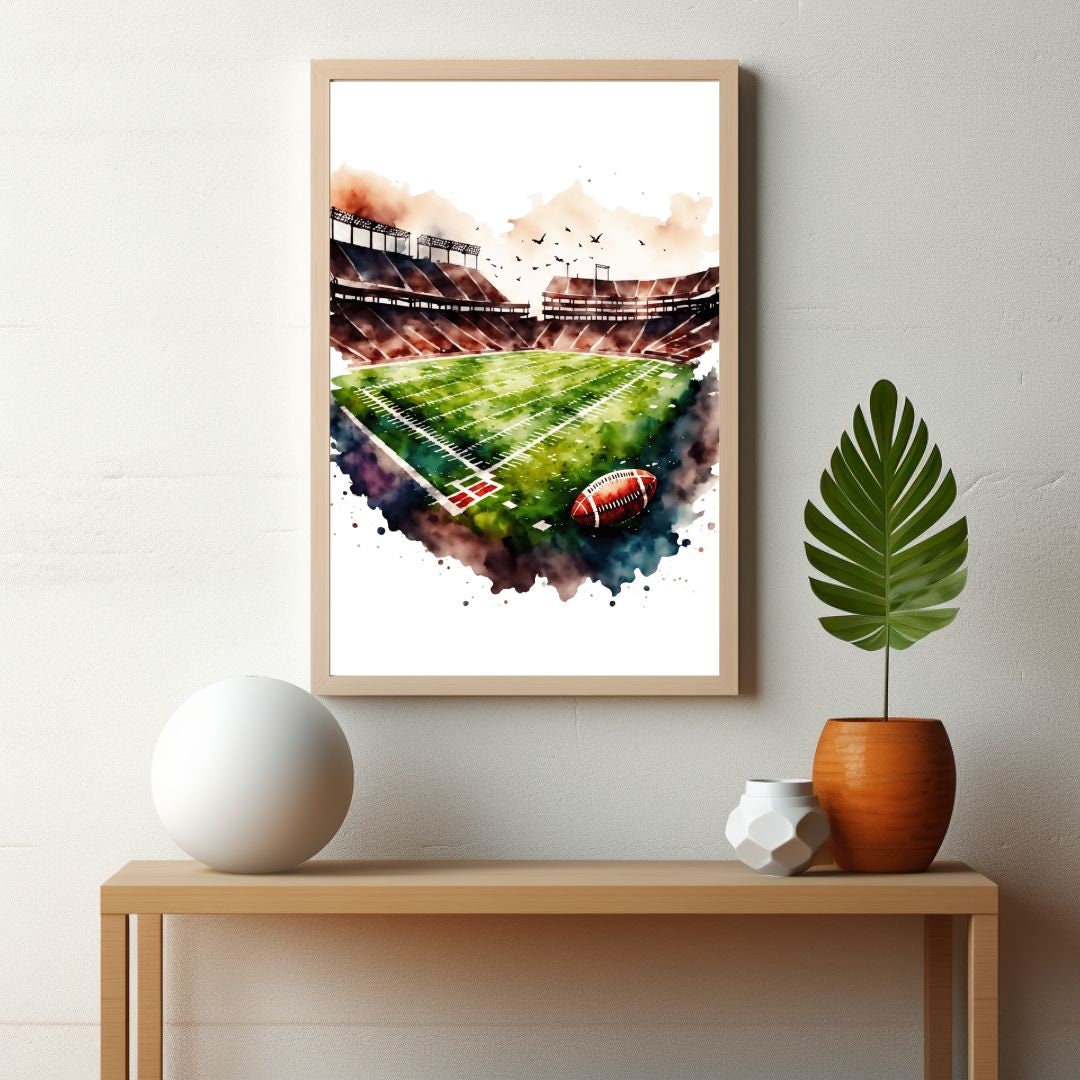 Watercolor Football Field Digital Wall Art - 18x24 Poster Size - Etsy