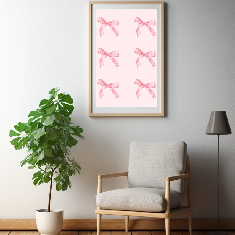 Coquette Bows Digital Wall Art - Instant Download - 18x24 Inches - Chic ...