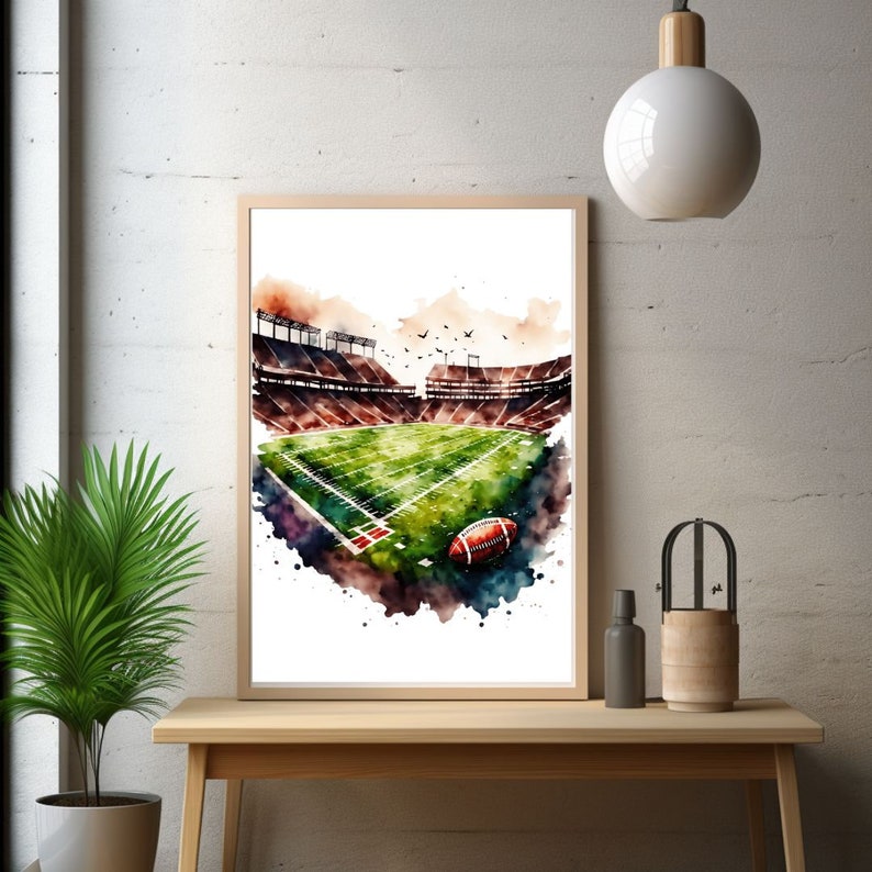 Watercolor Football Field Digital Wall Art - 18x24 Poster Size - Etsy