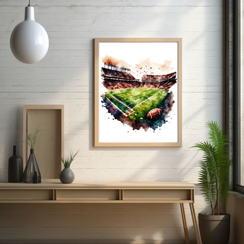 Watercolor Football Field Digital Wall Art - 18x24 Poster Size - Etsy