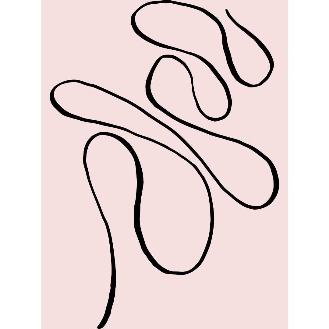 Minimalist Light Pink Line Art Print 18x24 Abstract Poster Black Line ...