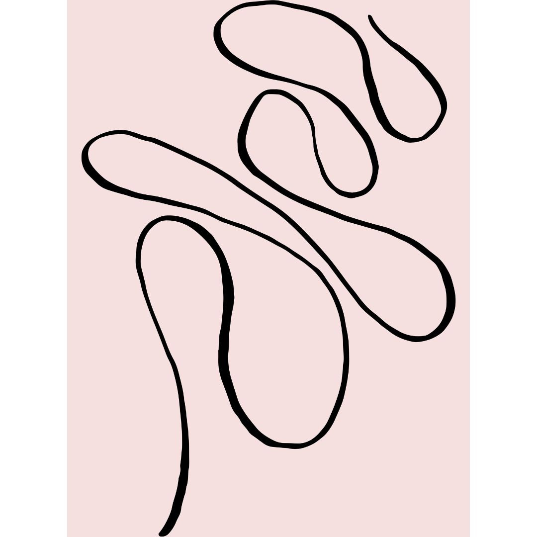Minimalist Light Pink Line Art Print 18x24 Abstract Poster Black Line ...