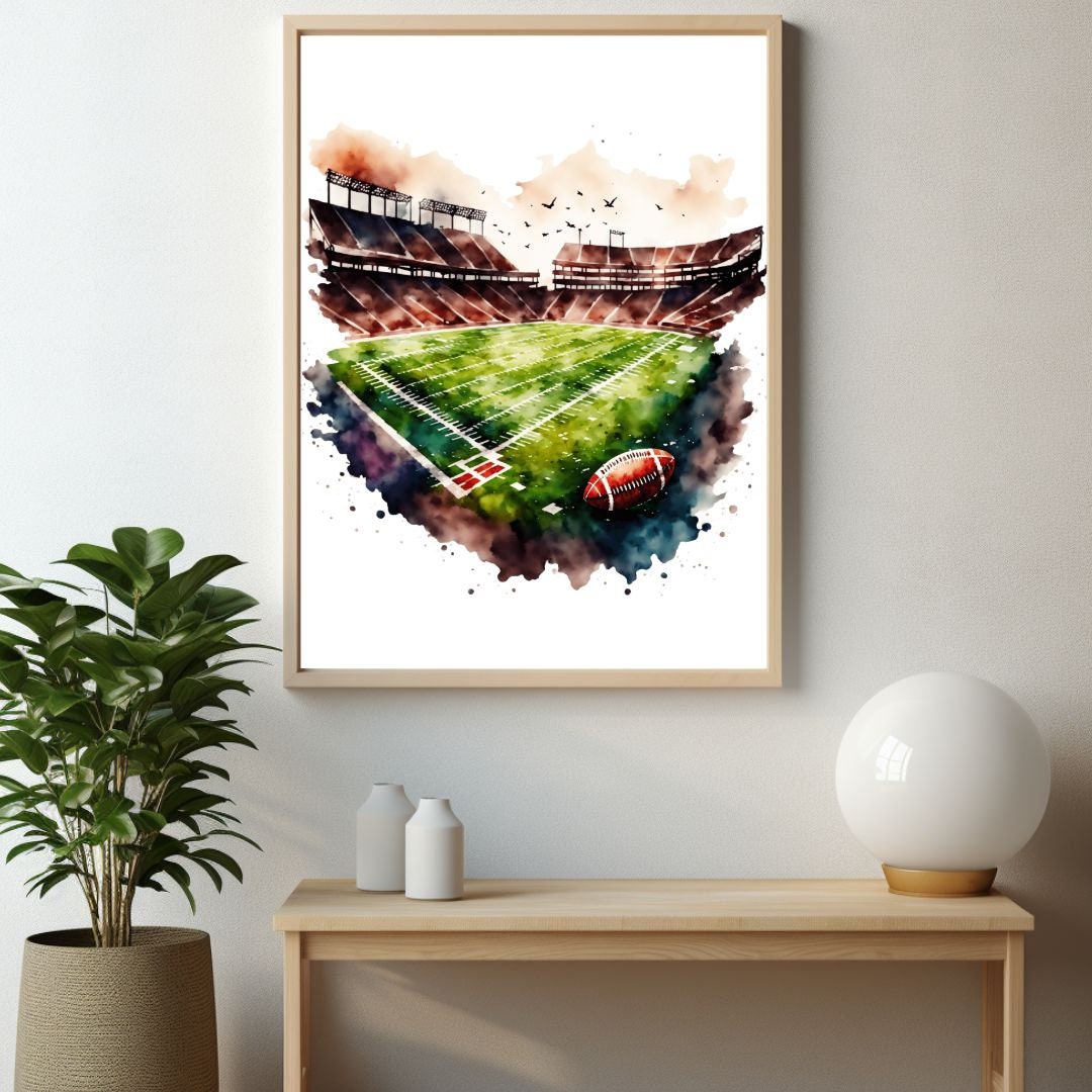 Watercolor Football Field Digital Wall Art - 18x24 Poster Size - Etsy