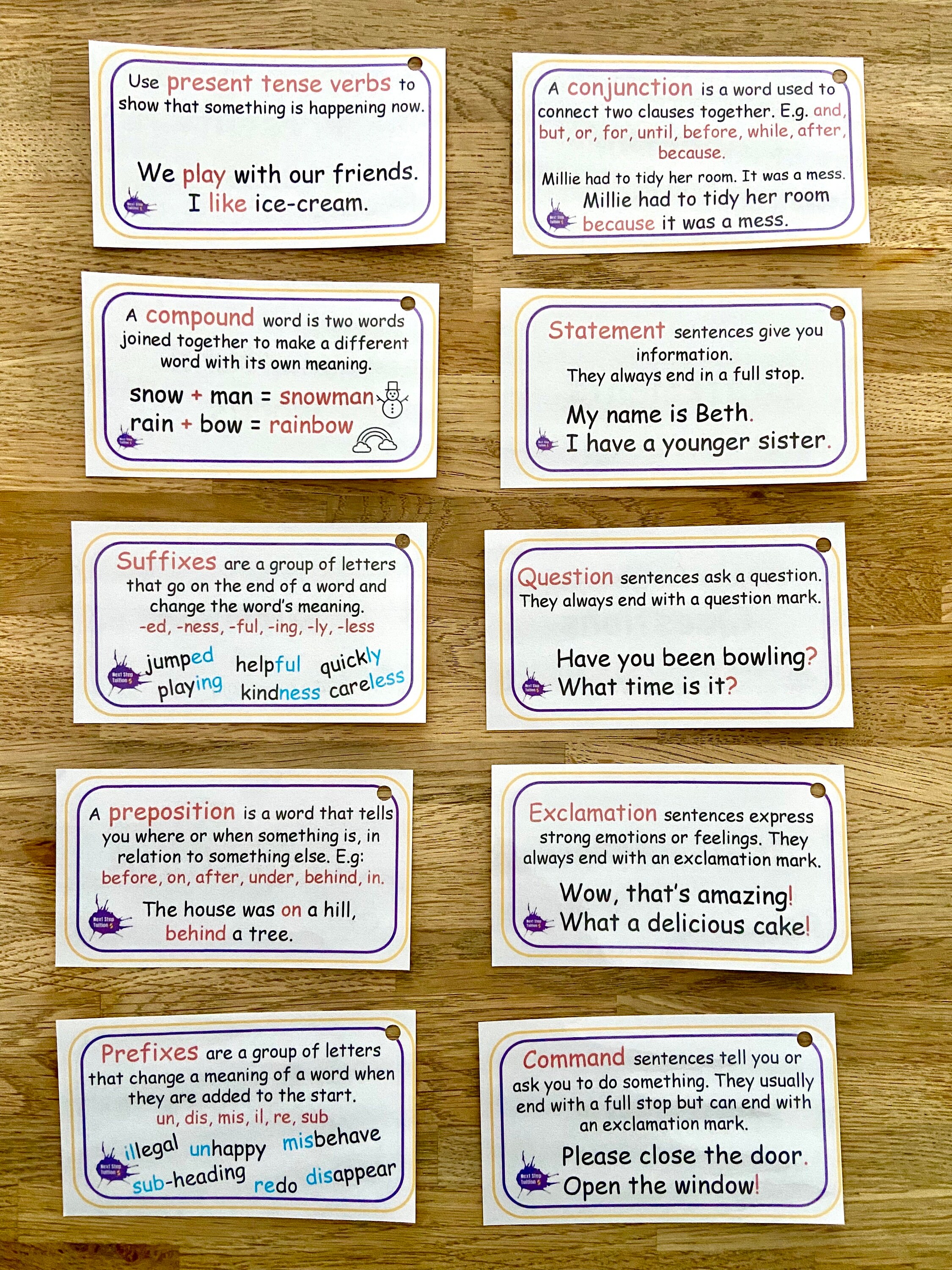 My Little Grammar Flashcards Pack for 6-8 Year Olds - Etsy UK