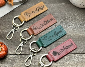 Custom Name Birth Flower Keychain, Customized Birthday Gift for Mom ...