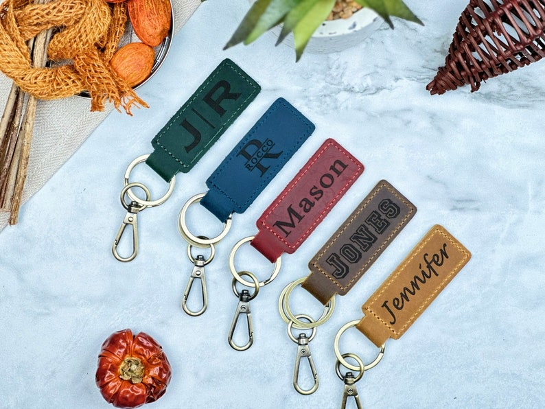 Personalized Leather Keychain, Customized Keychain, Custom Leather Key ...