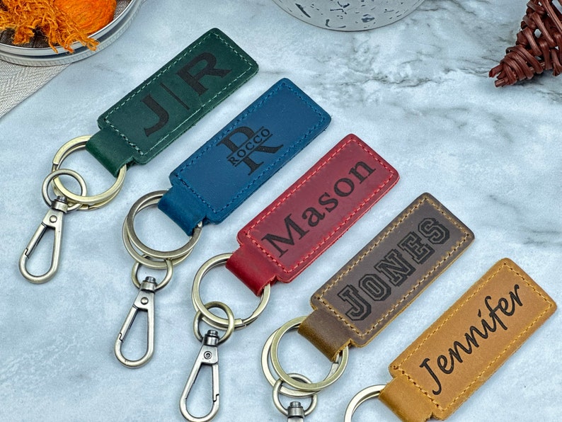 Personalized Leather Keychain, Customized Keychain, Custom Leather Key ...