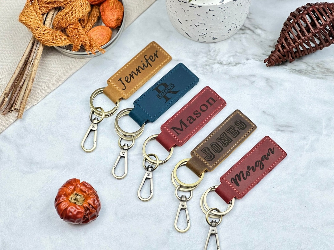 Personalized Leather Keychain, Customized Keychain, Custom Leather Key ...
