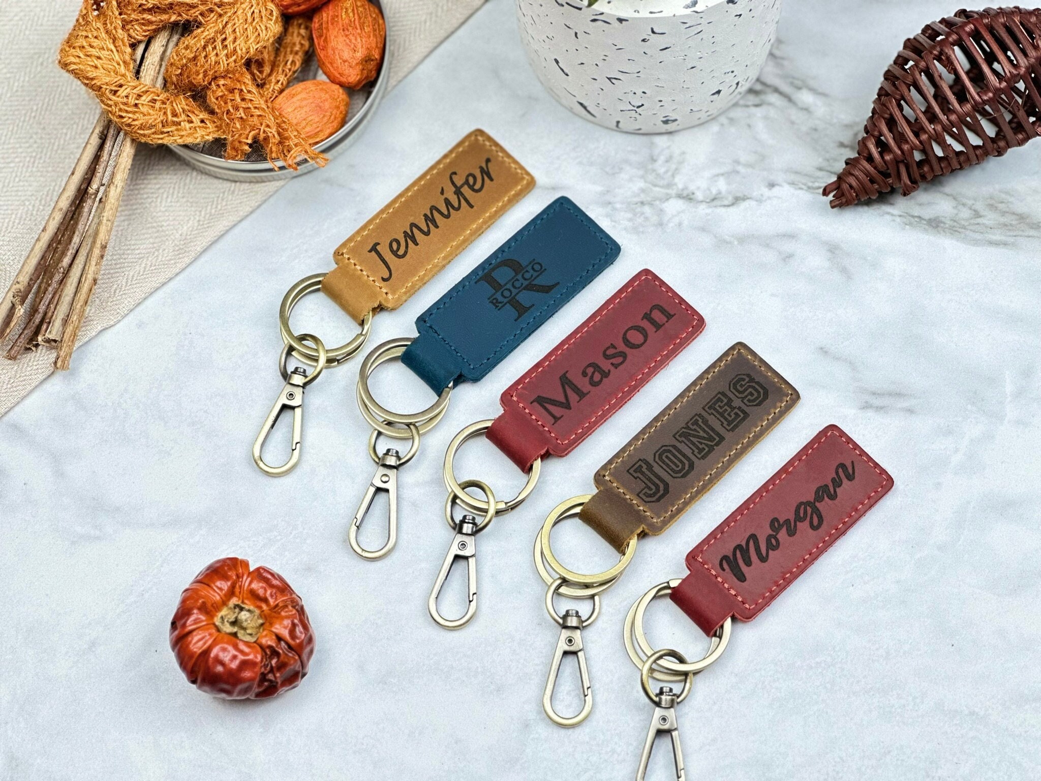Personalized Leather Keychain, Customized Keychain, Custom Leather Key ...