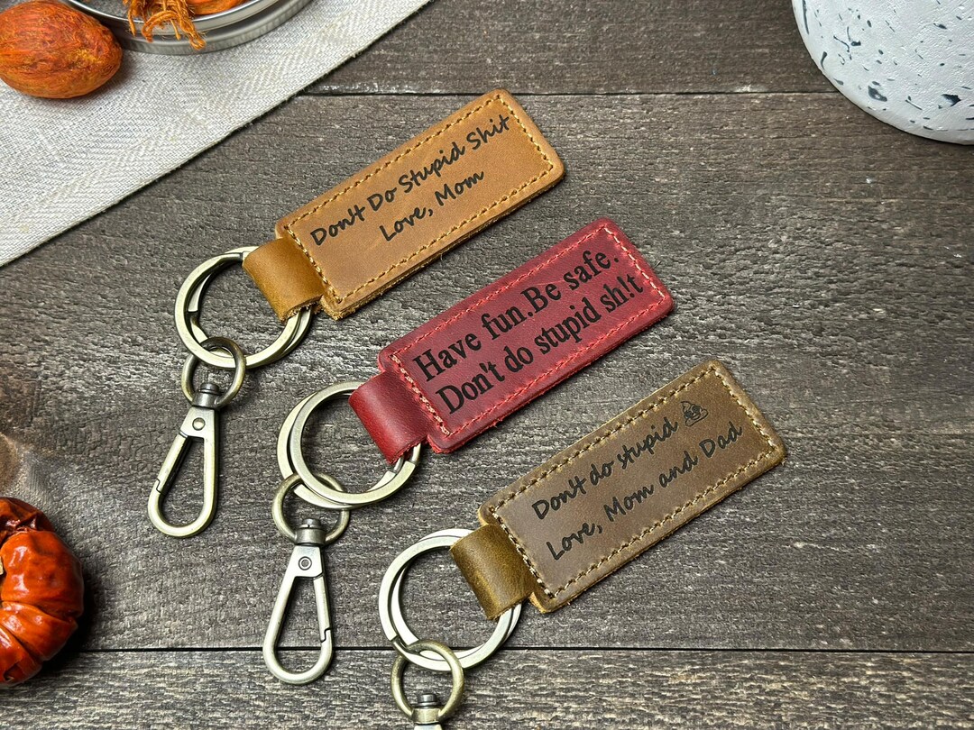 Engraved Leather Keychain for Men,personalized GPS Keychain,leather ...