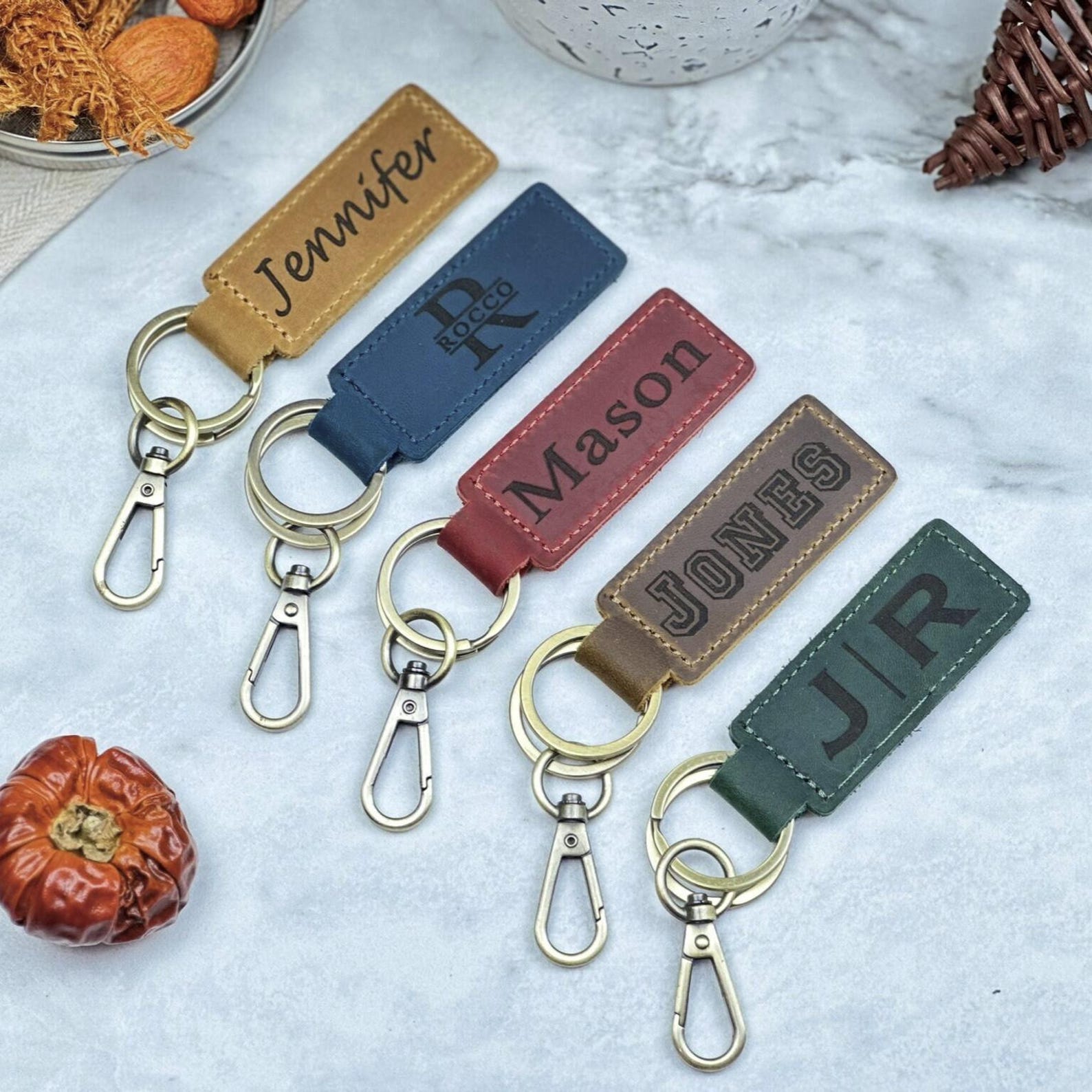 Personalized Leather Keychain, Customized Keychain, Custom Leather Key ...