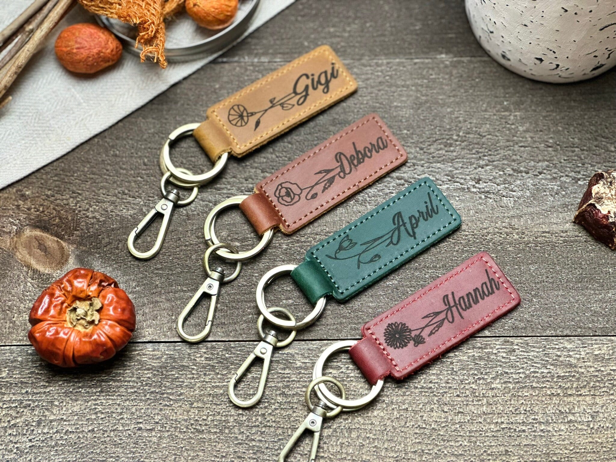 Custom Name Birth Flower Keychain, Customized Birthday Gift for Mom ...