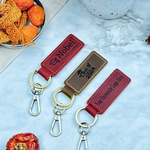 Custom University Logo Leather Keychain - Personalized College Keychain ...