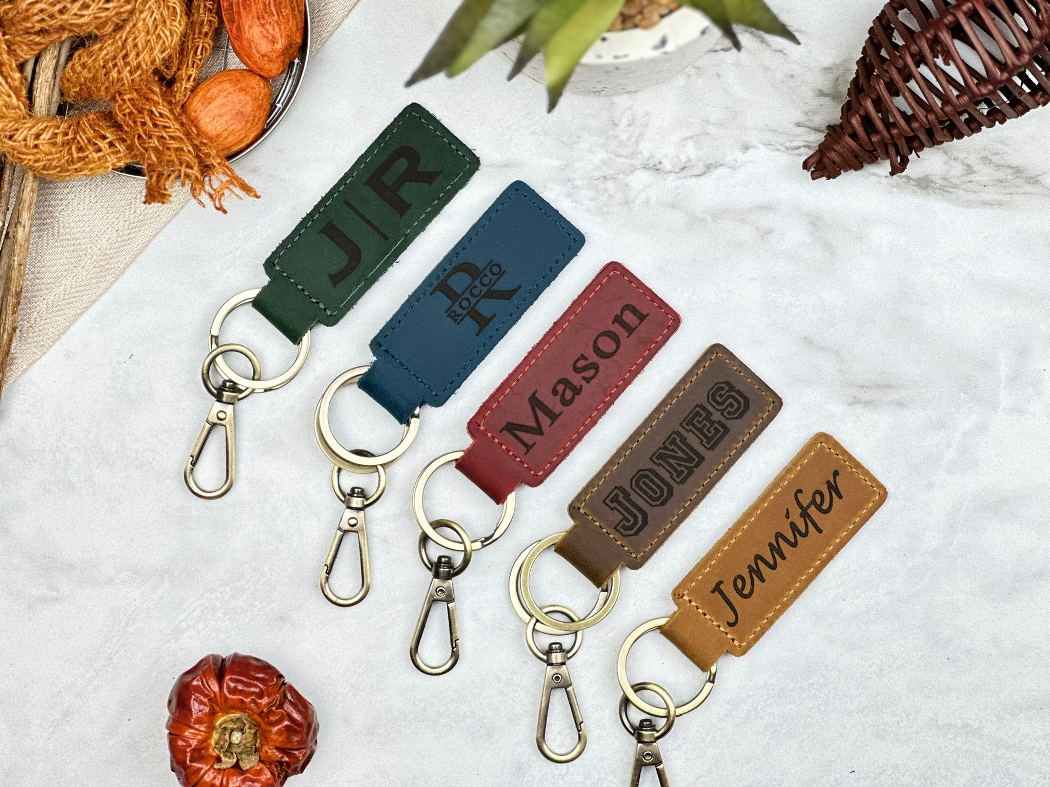 Personalized Leather Keychain, Customized Keychain, Custom Leather Key ...