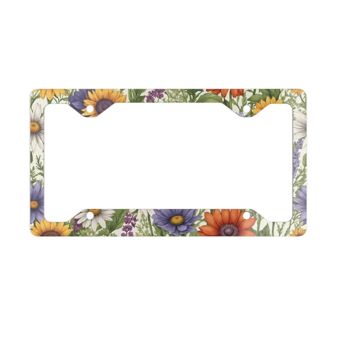 Wildflower Aluminum License Plate Frame, Car Accessories - Etsy