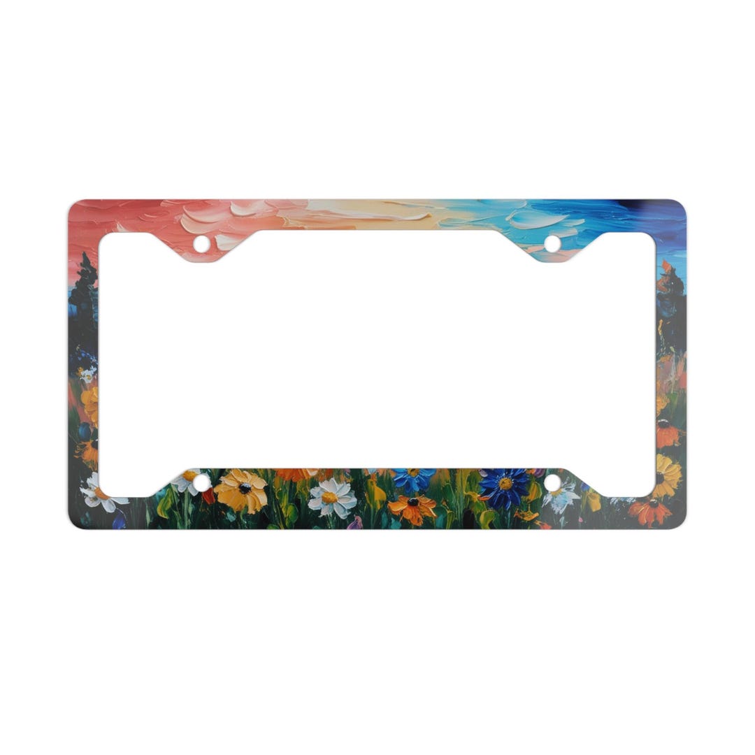 Oil Paint Nature License Plate Frame, Artistic Sunset & Night Sky ...