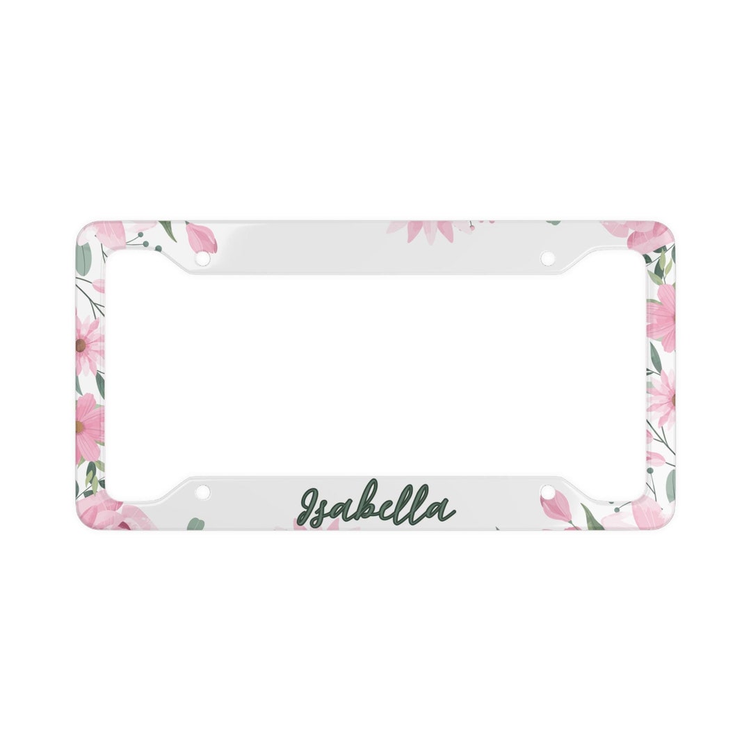 Personalized Monogram License Plate Frame - Custom Floral Print Car Tag ...