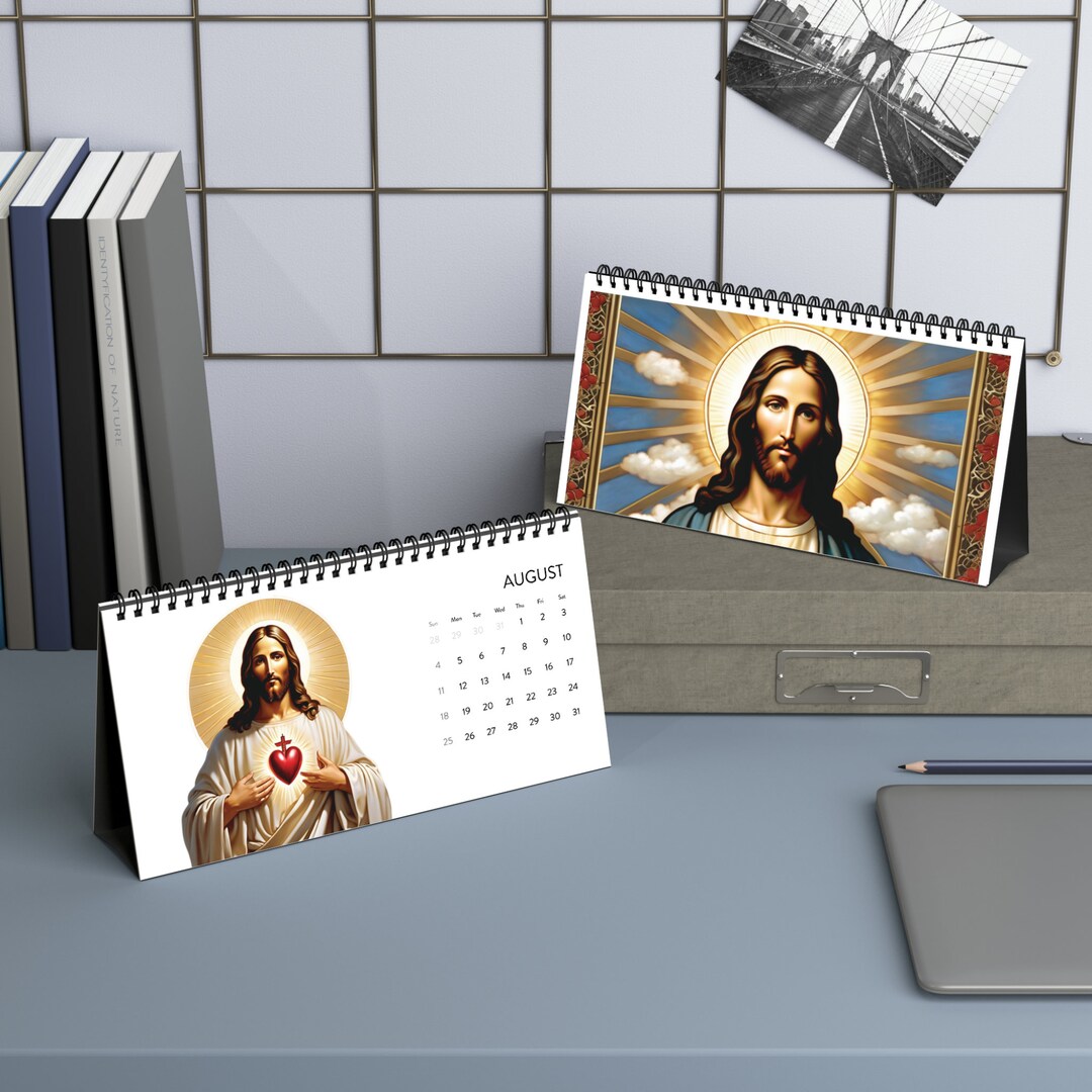 Catholic Desktop Calendar 2024 Grid, Virgin Mary, Sacred Heart of Jesus ...