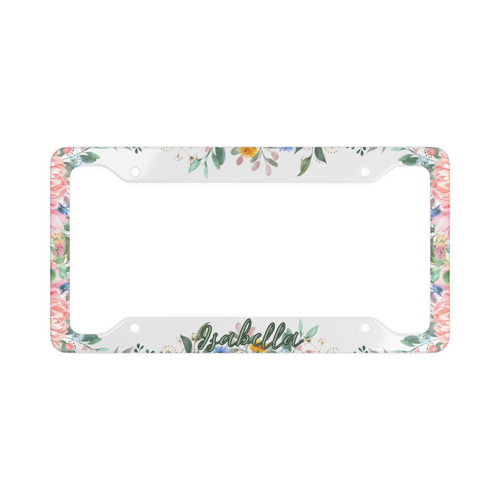 Personalized Monogram License Plate Frame Custom Floral Print Car Tag ...