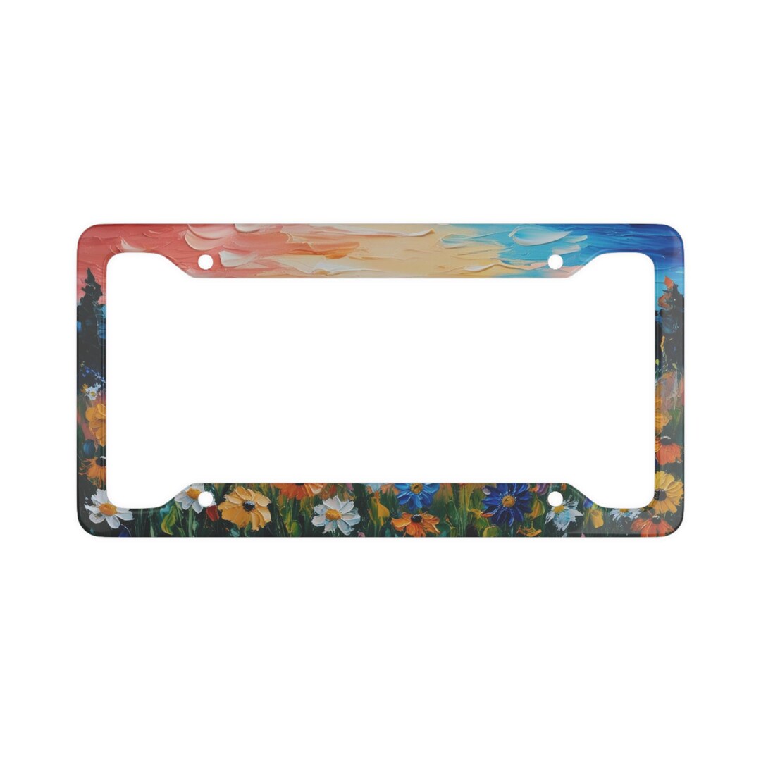 Oil Paint Nature License Plate Frame, Artistic Sunset & Night Sky ...