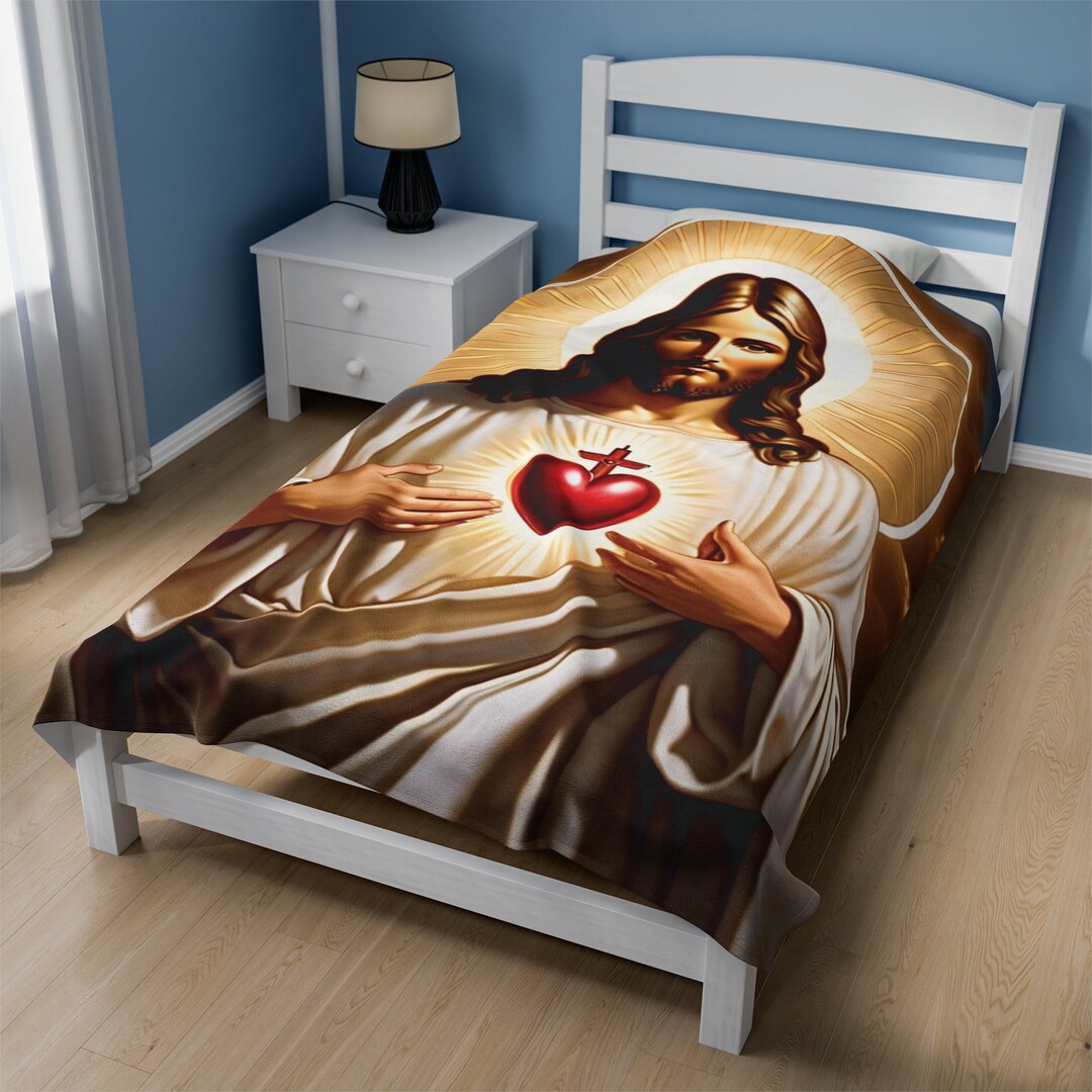 Sacred Heart of Jesus Blanket, Baby Blanket, Jesus Blanket, Girl ...