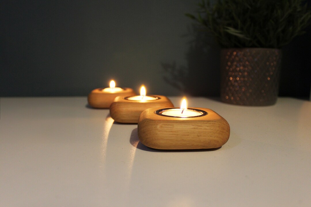Solid Oak Tea Light Holder Modern Design Home Decor Gift - Etsy