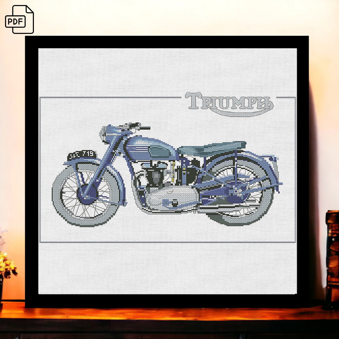 Triumph Motorcycle Cross Stitch Pattern, Xstitch Chart, PDF Instant ...