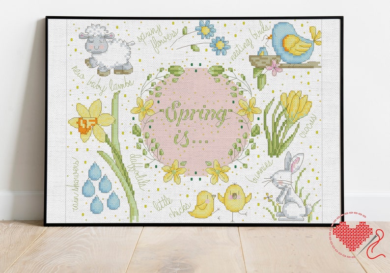 Spring Sampler Cross Stitch Pattern, Xstitch Chart, PDF Instant Download, Simple Easy Pattern - Etsy