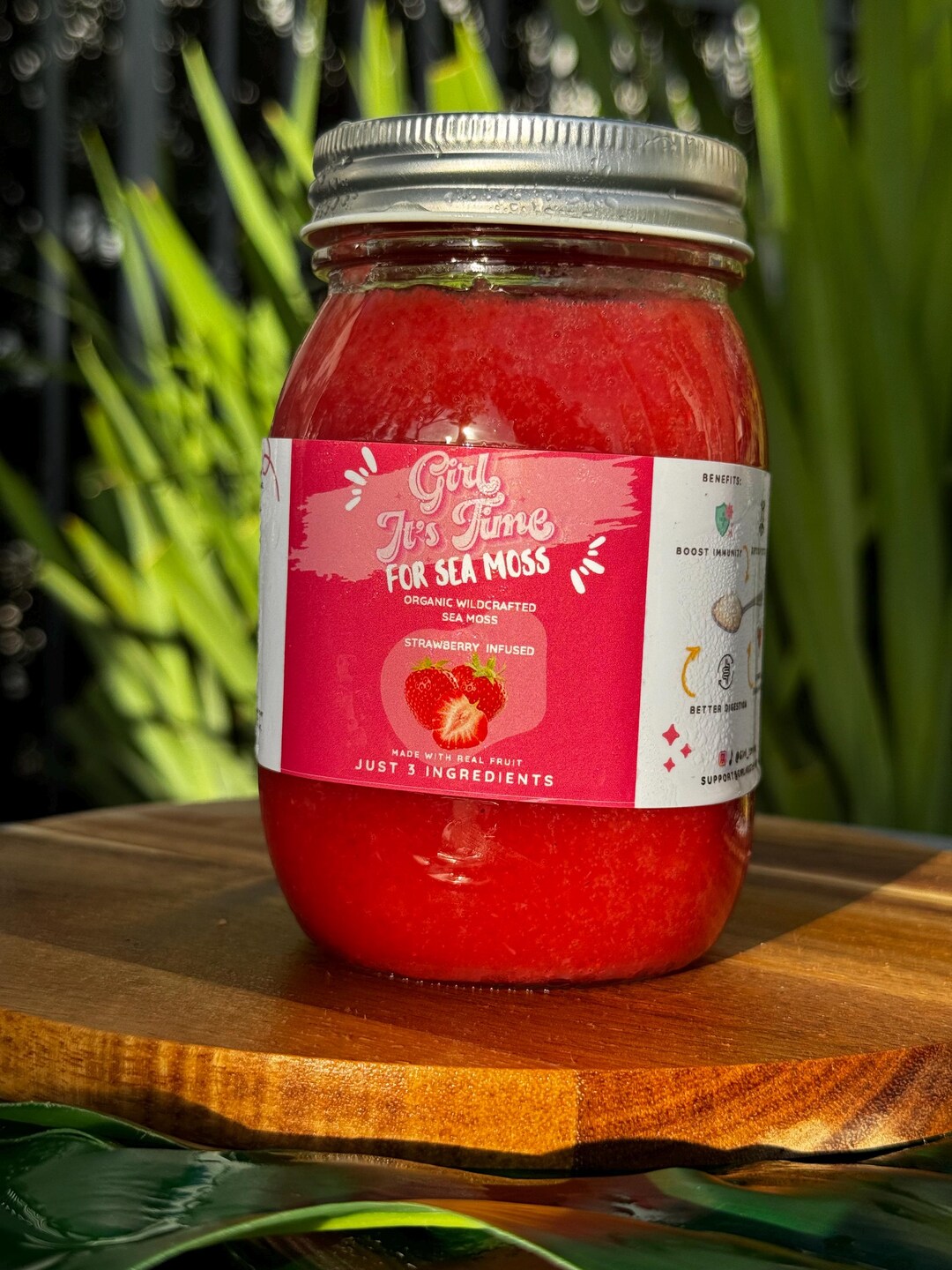 Strawberry Sea Moss Gel-organic No Sugar Added Wildcrafted | Immune ...