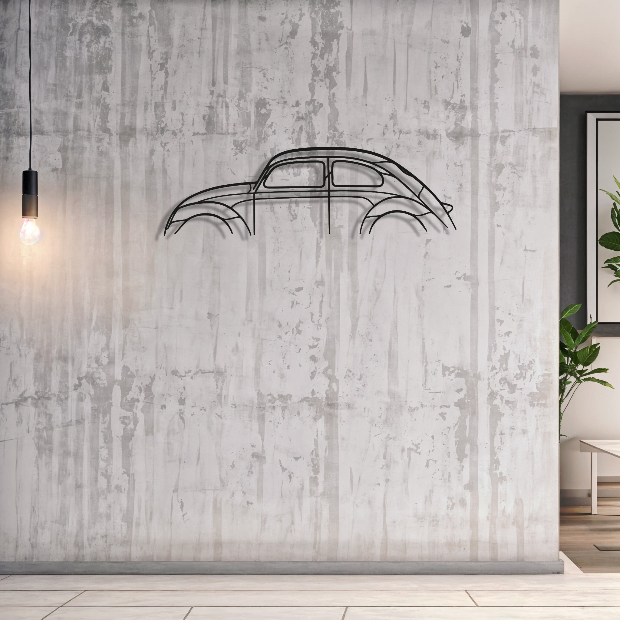 Digital Drawings of Car Silhouettes Beetle Classic Silhouette Metal ...