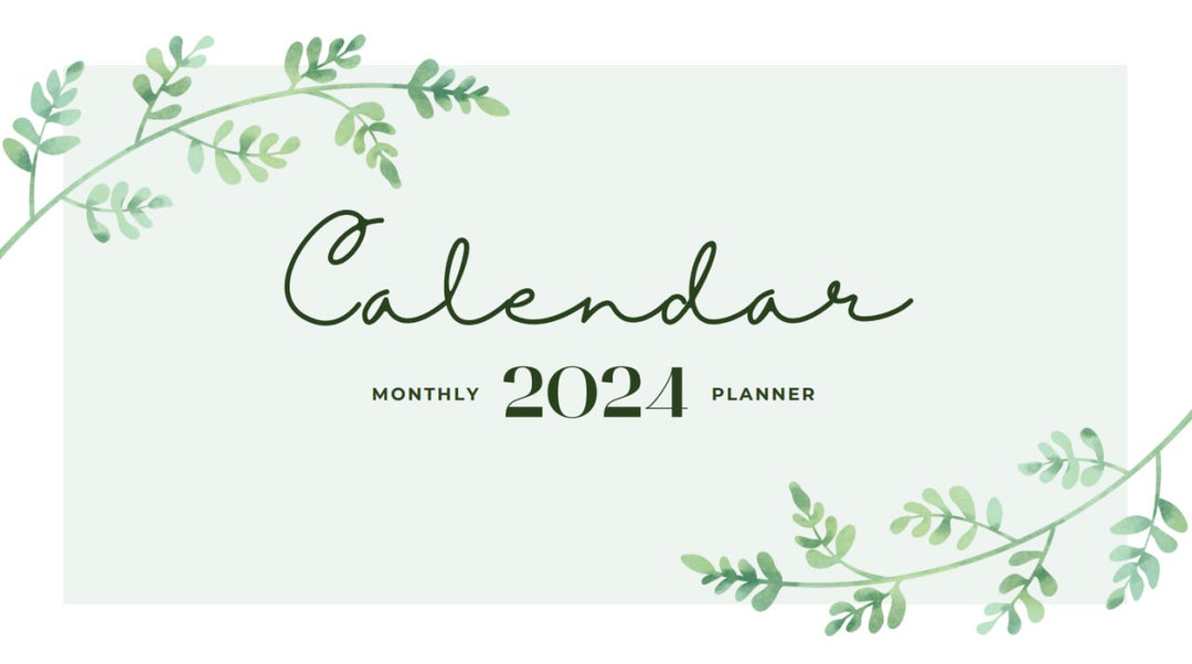 Green Minimalism Monthly Calendar - Etsy