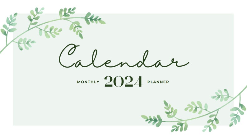 Green Minimalism Monthly Calendar - Etsy