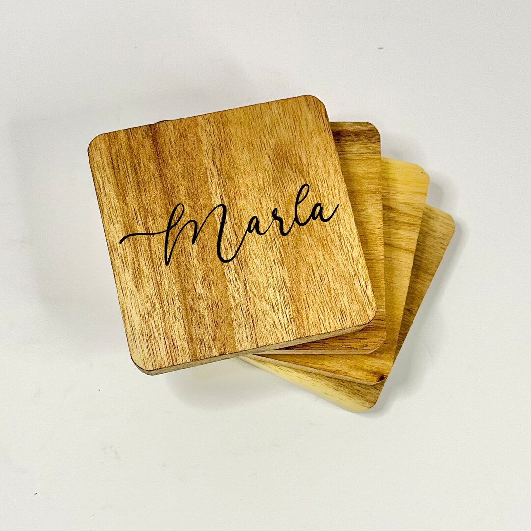 Customized Name Square Coaster Drink Rest Present New Homeowner Dining ...