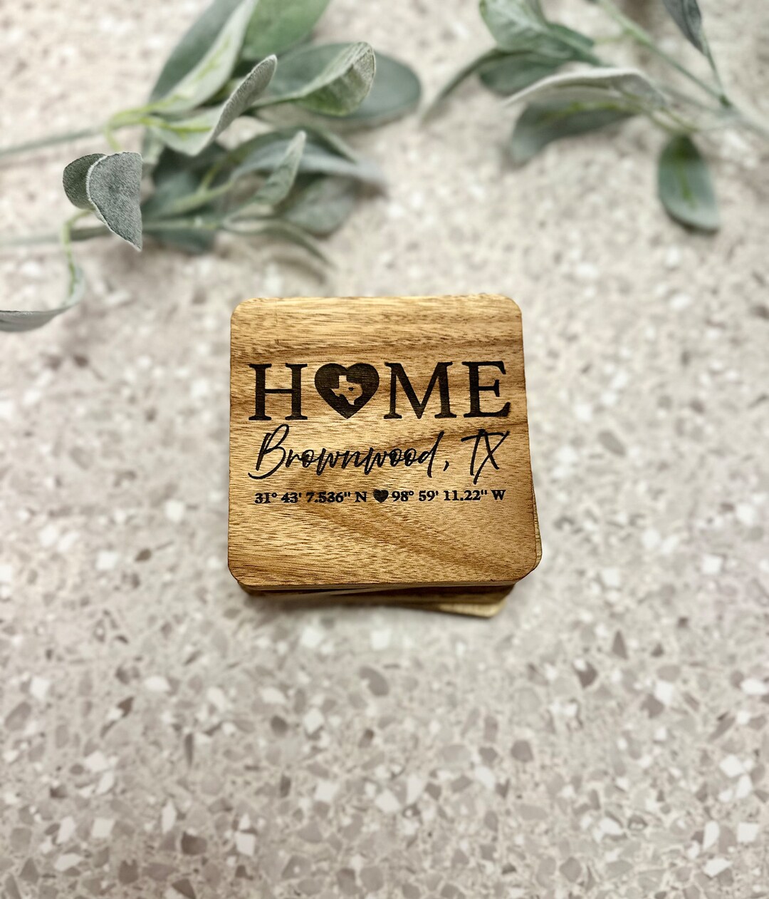 Personalized Wood Engraved Coaster Housewarming Gift Home New ...