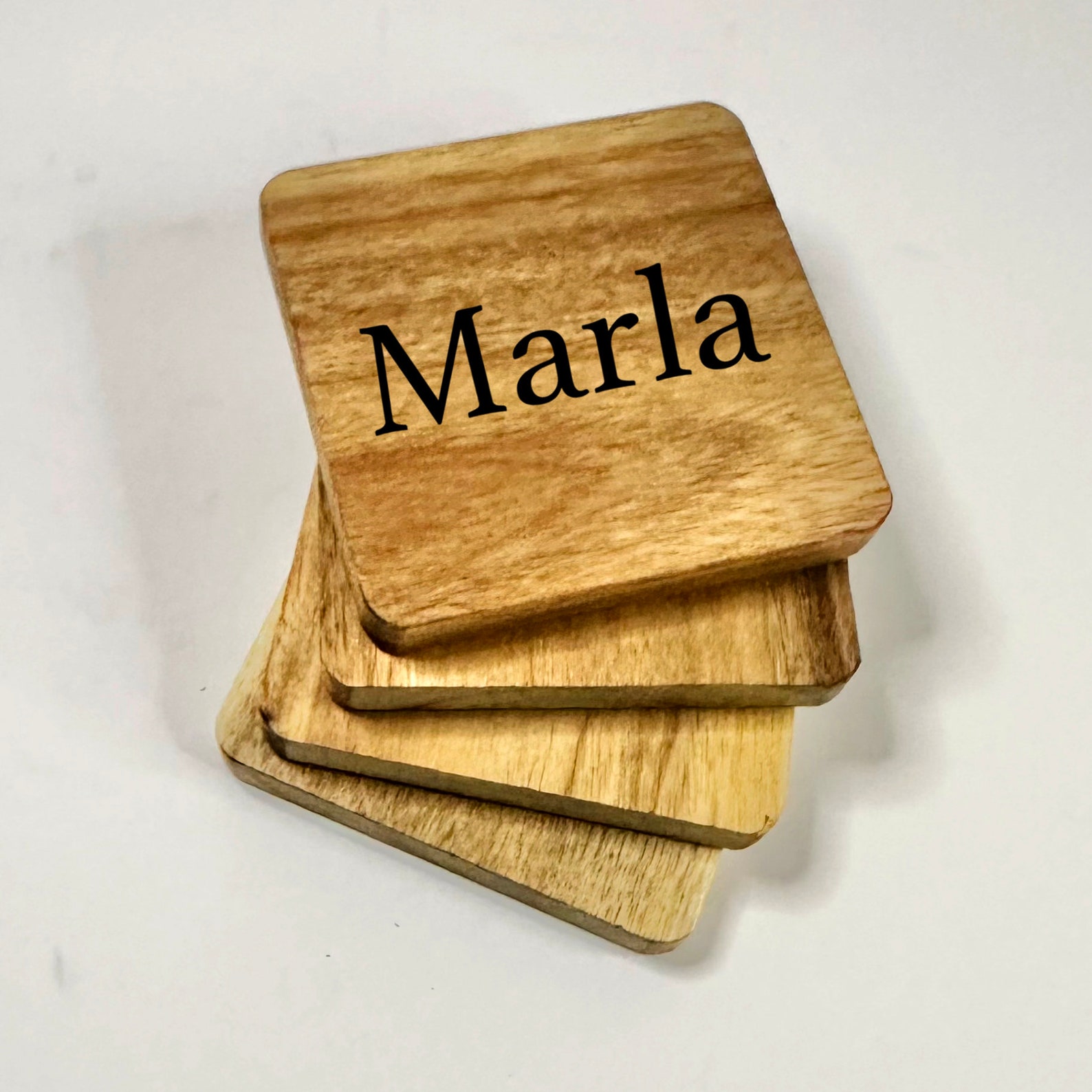 Customized Name Square Coaster Drink Rest Present New Homeowner Dining ...