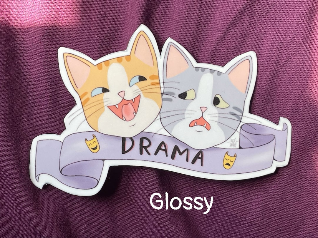 Drama (comedy and Tragedy Masks) Funny Handmade Cat Sticker/decal - Etsy