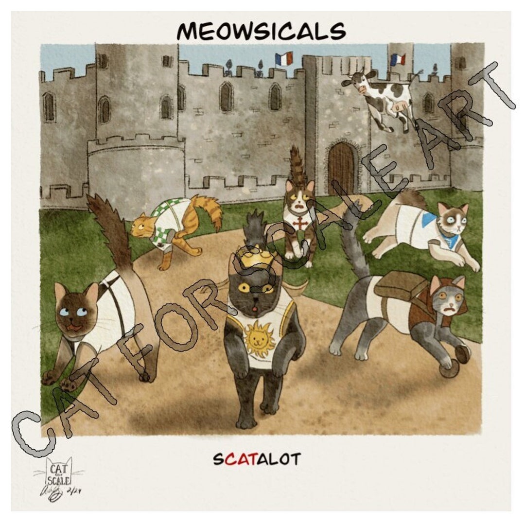 Scatalot Art Print (meowsicals) - Inspired by the Musical Spamalot - Etsy