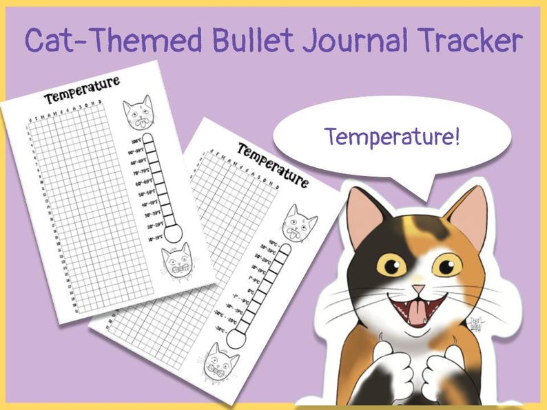 Temperature Tracker - Digital Cat-themed Bullet Journal Page - Etsy