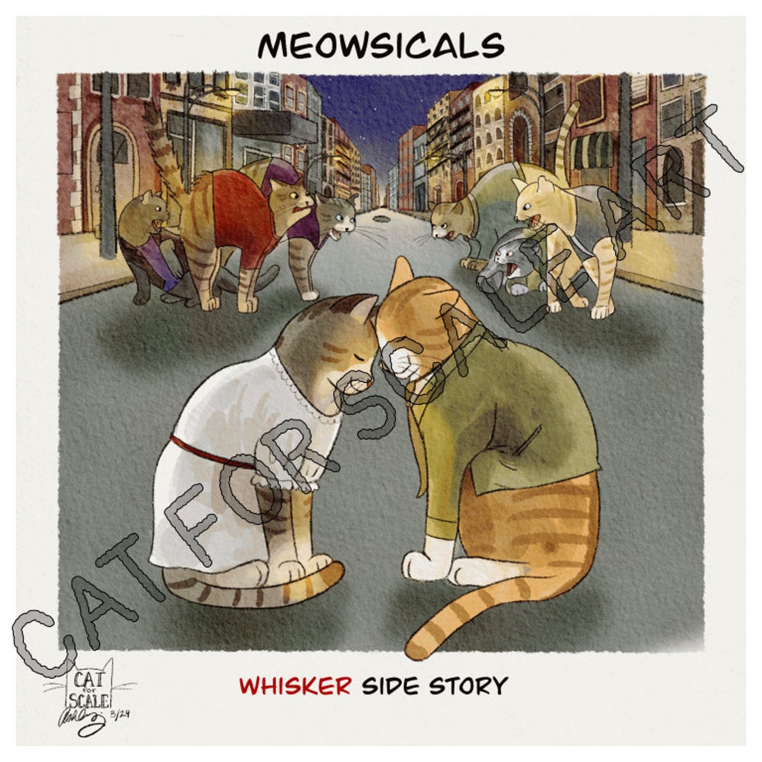 Whisker Side Story Art Print (meowsicals) - Inspired by the Musical ...