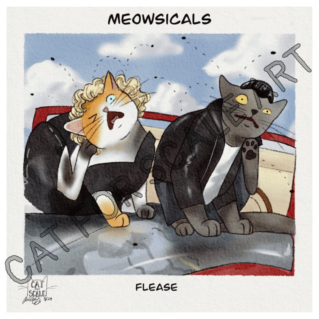 Flease Art Print (meowsicals) - Inspired by the Musical Grease - Etsy