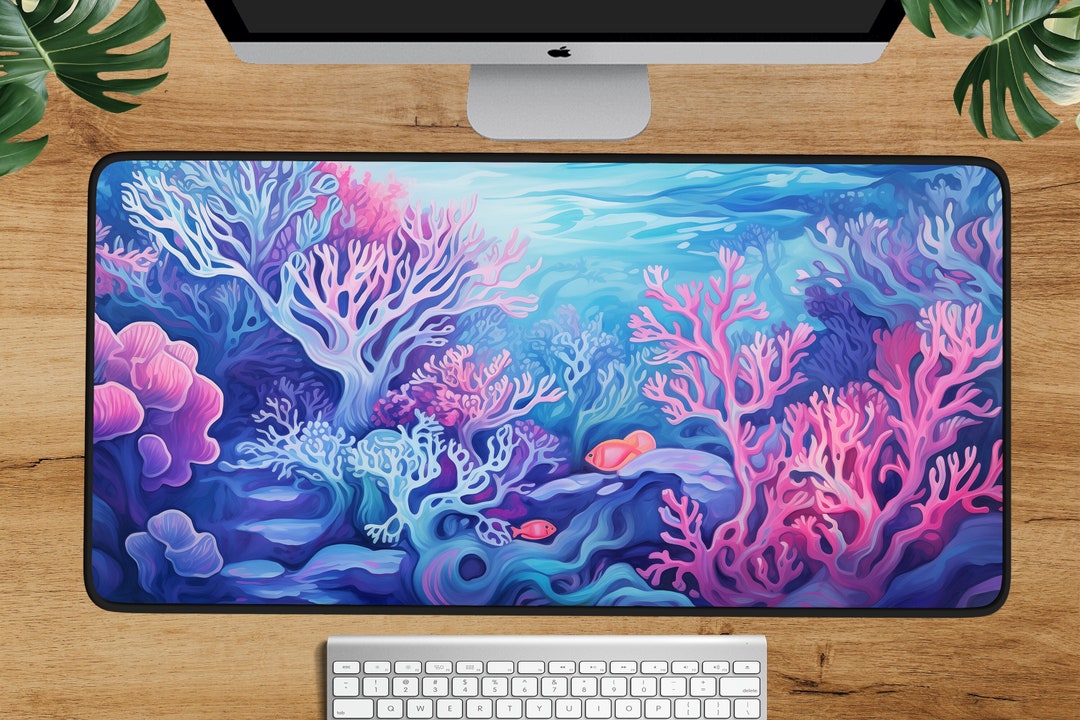 Underwater Desk Mat Ocean Life Mat Fish & Coral Design Aquatic Desk ...
