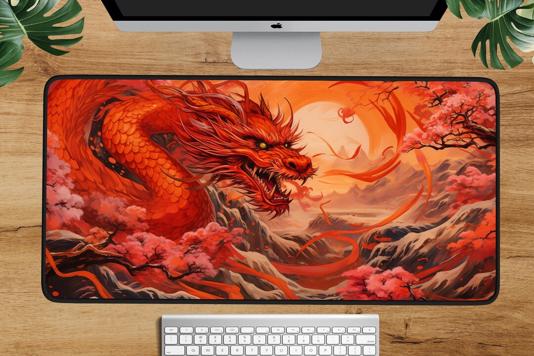 Red Dragon Desk Mat Japanese Mouse Pad Large Gaming Mousepad Led Rgb ...