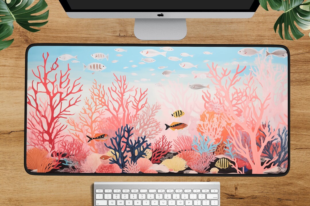 Underwater Desk Mat Ocean Life Mat Fish & Coral Design Aquatic Desk ...