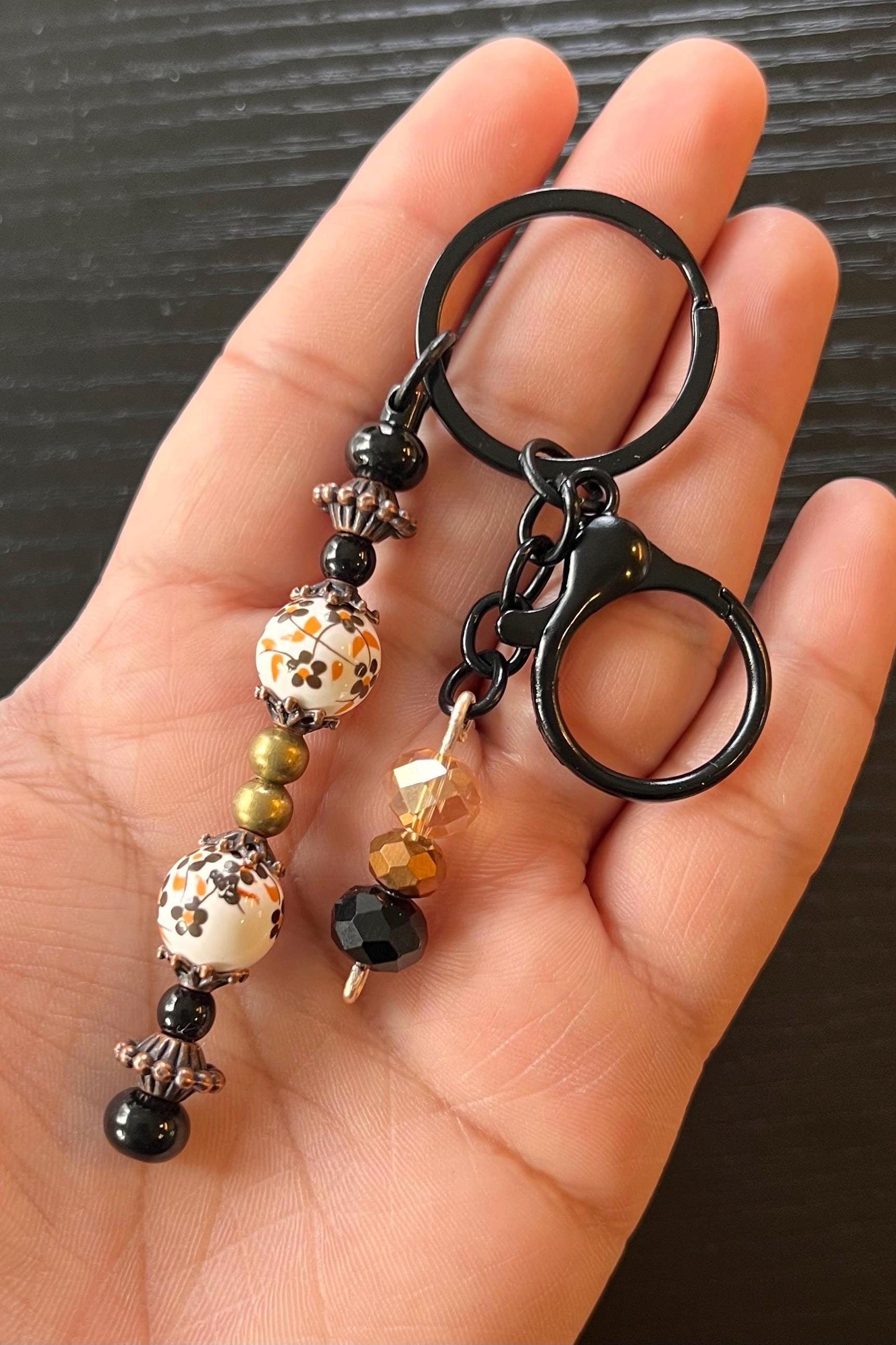 Beaded Keychain |black Keychain | Unique Keychain | Gifts for Her ...
