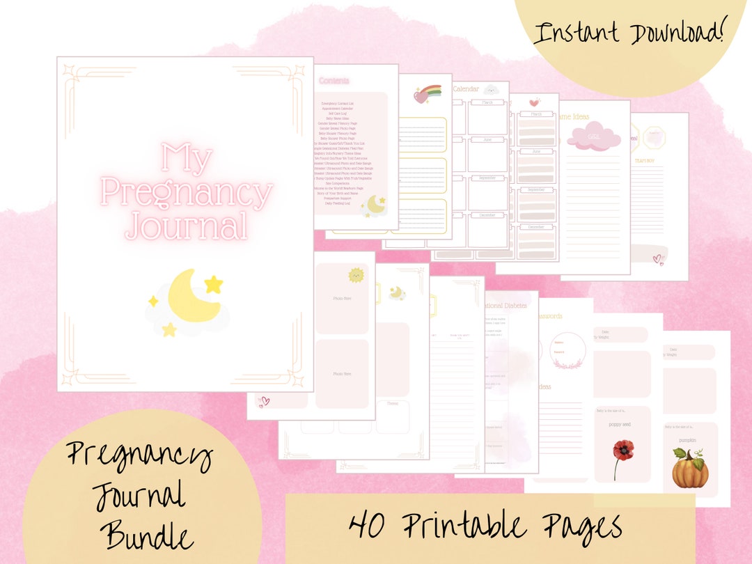 Pregnancy Journal, Downloadable Pregnancy Log, Pregnancy Gift, Mom to ...