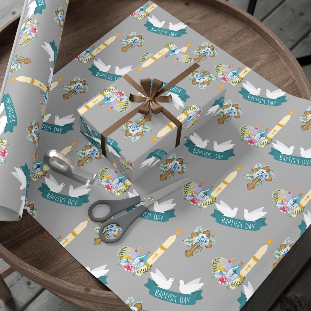 Custom Catholic Baptism Wrapping Paper Religious Gift Wrap for ...