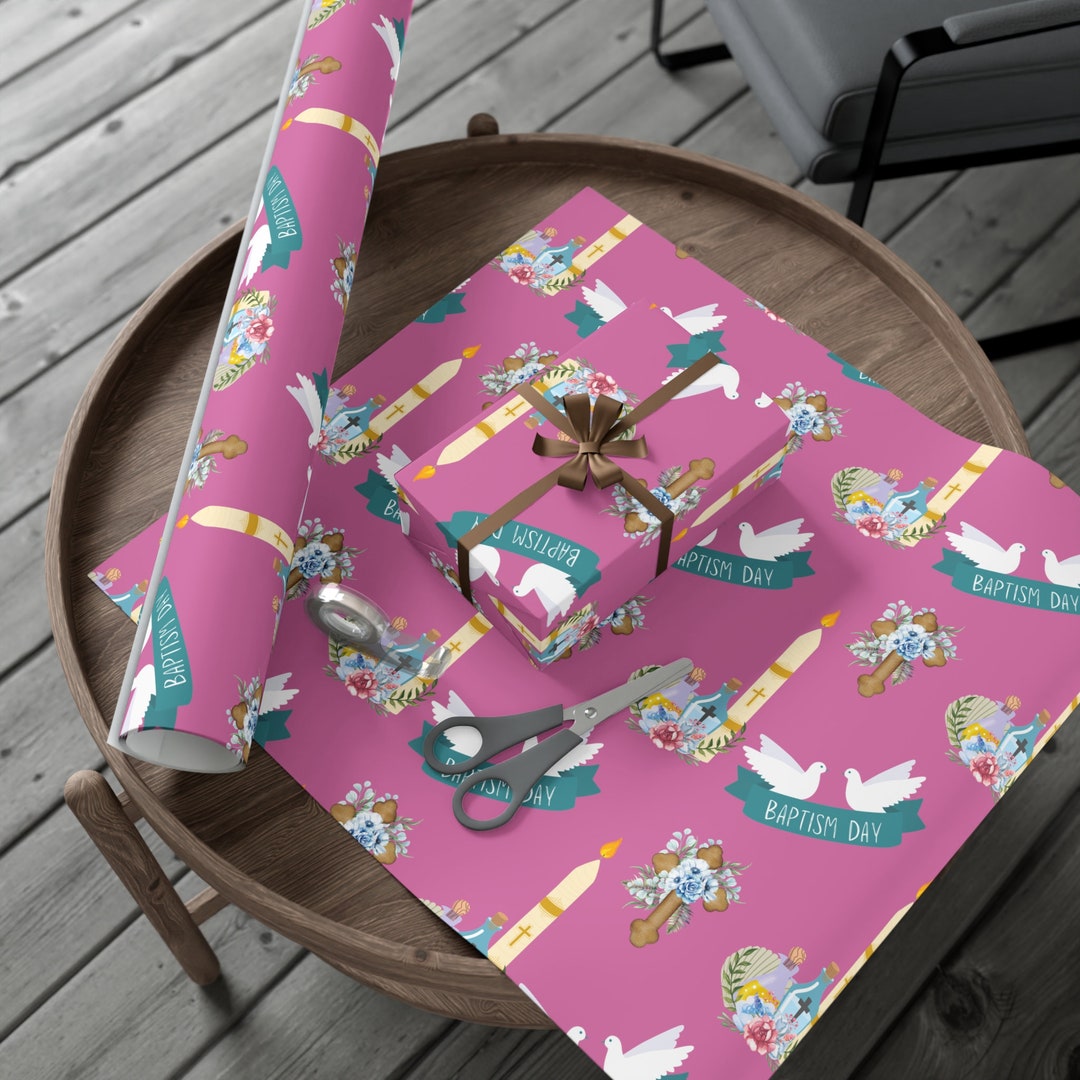 Custom Catholic Baptism Gift Wrapping Paper Religious Gift Wrap for ...